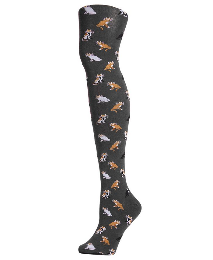 MeMoi Women's Pretty Kitties Reinforced Toe Sweater Tights - Macy's