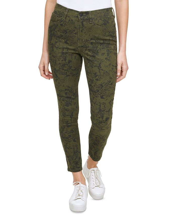 Calvin Klein Jeans Python-Print High-Rise Skinny Jeans - Macy's