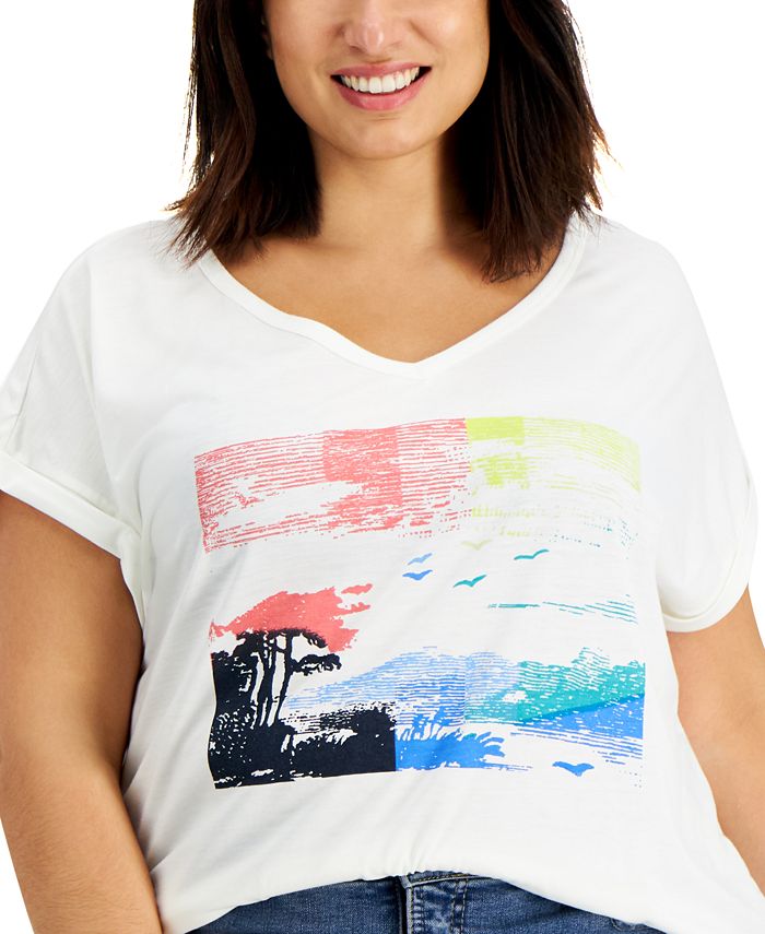 Style & Co Graphic-Print Top, Created for Macy's - Macy's