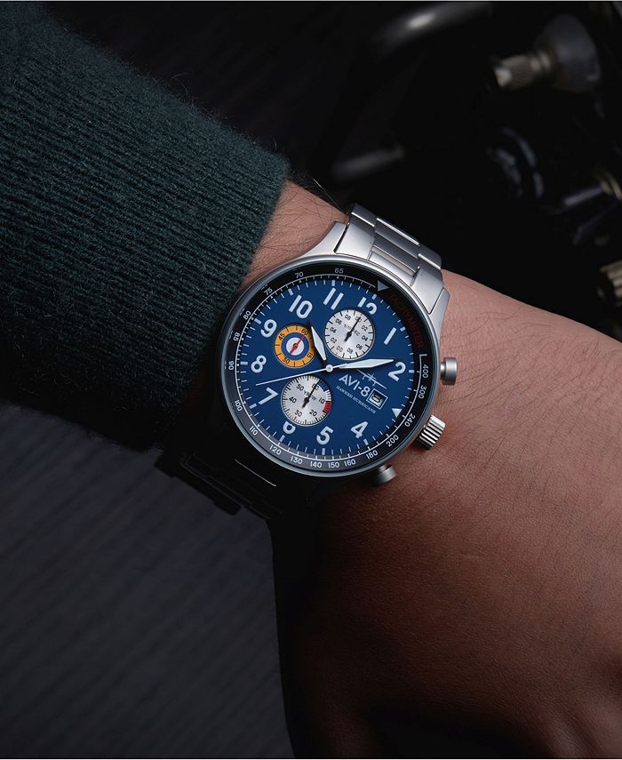 AVI-8 Men's Hawker Hurricane Classic Chronograph Panda Black with ...