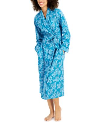 Charter Club Printed Cotton Wrap Robe, Created for Macy's - Macy's