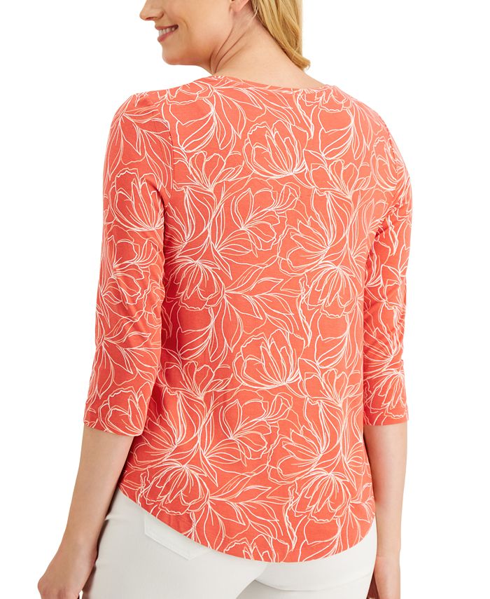 JM Collection Printed 3/4-Sleeve T-Shirt, Created for Macy's - Macy's