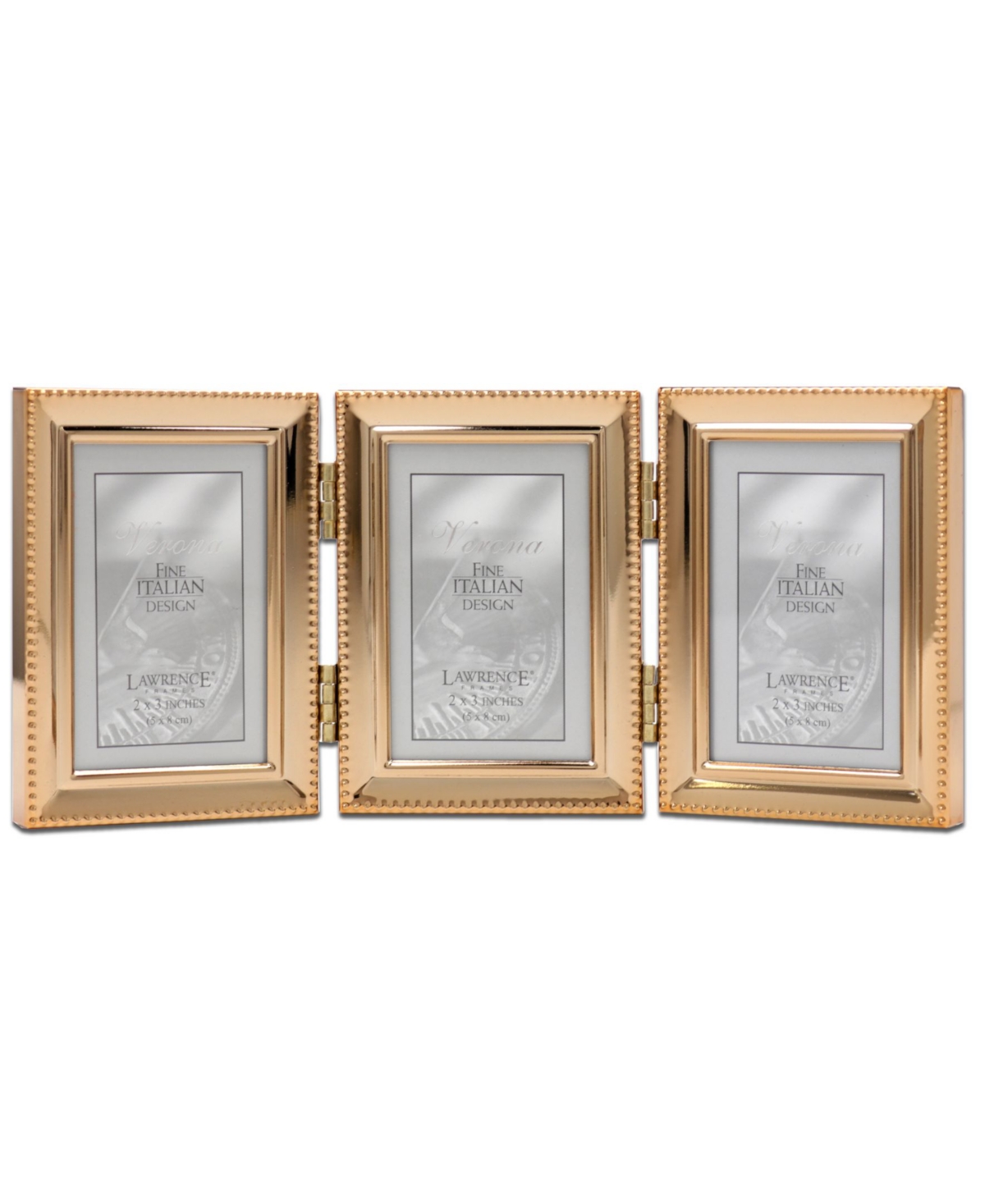 Click here for Polished Metal Hinged Triple Picture Frame - Bead... prices