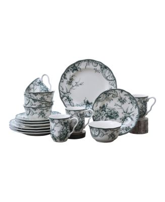 222 Fifth Adelaide Green 16 Piece Dinnerware Set, Service for 4 - Macy's