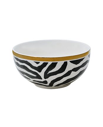 222 Fifth Serengeti Zebra with Electropated Gold16 Piece Dinnerware Set ...
