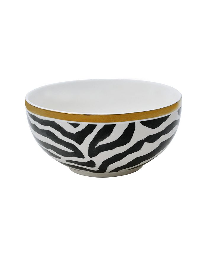 222 Fifth Serengeti Zebra with Electropated Gold16 Piece Dinnerware Set ...