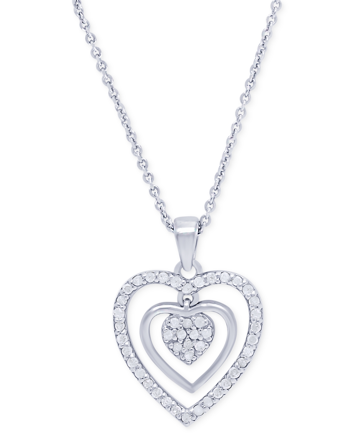 Click here for Diamond Triple Heart Pendant Necklace (1/4 ct. t.w... prices