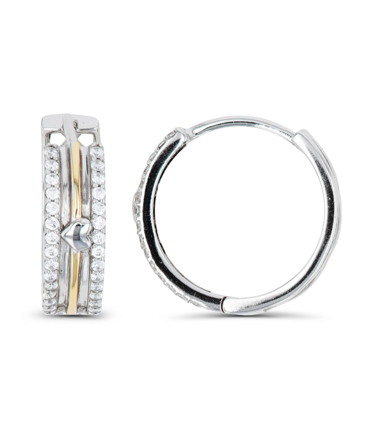 Click here for Macys Cubic Zirconia Two-Tone Pave Heart Hoop Earr... prices