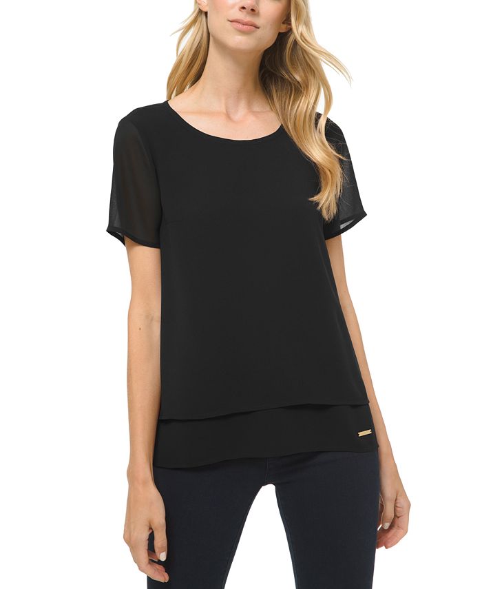 Michael Kors Petite Solid Layered-Look Top - Macy's