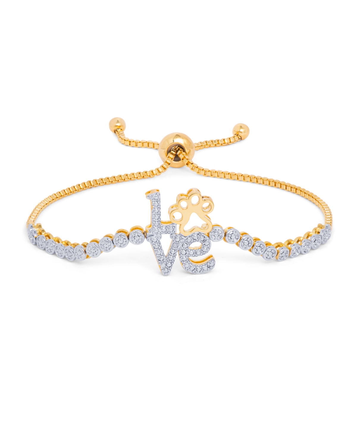 Click here for Diamond Accent Love Paw Adjustable Bolo Bracelet i... prices