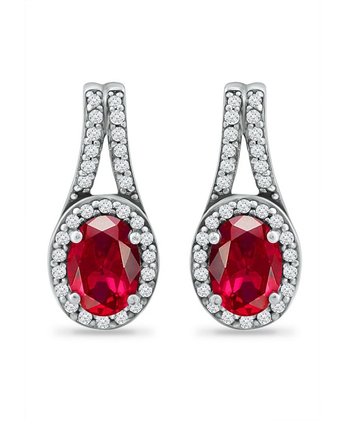 Giani Bernini Created Ruby and Cubic Zirconia Halo Earrings - Macy's