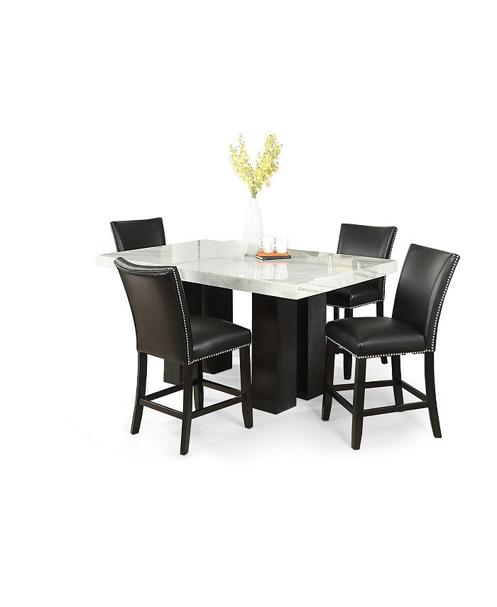 Furniture Camila 70" Rectangle Counter Height Table and Black Counter ...
