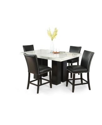 Camila 70" Rectangle Counter Height Table and Black Counter Chair 5-Piece Set - Macy's