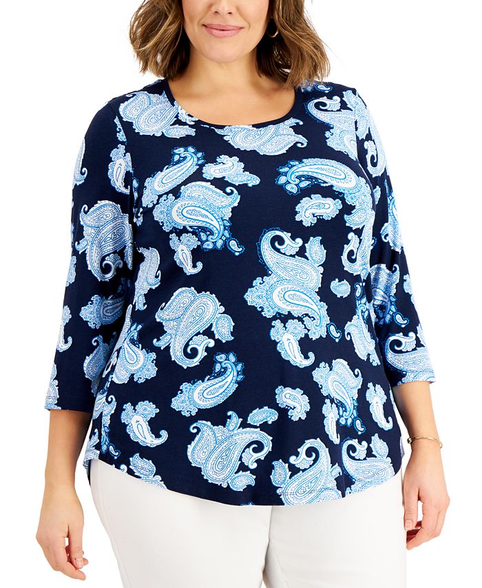 JM Collection Plus Size Printed Top, Created for Macy's - Macy's