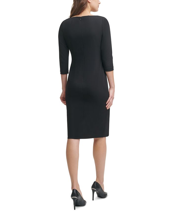 Calvin Klein Women's Foldover-Neck Front-Slit Sheath Dress - Macy's