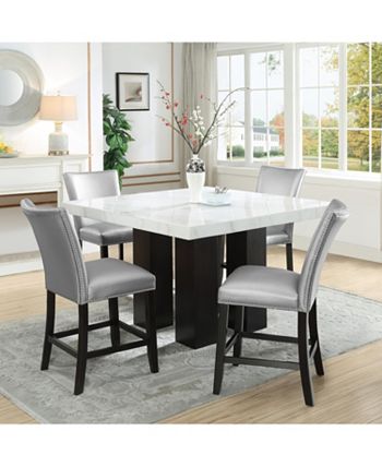 Furniture Camila Counter Height 5-Pc. Dining Set (Square 54" Marble ...