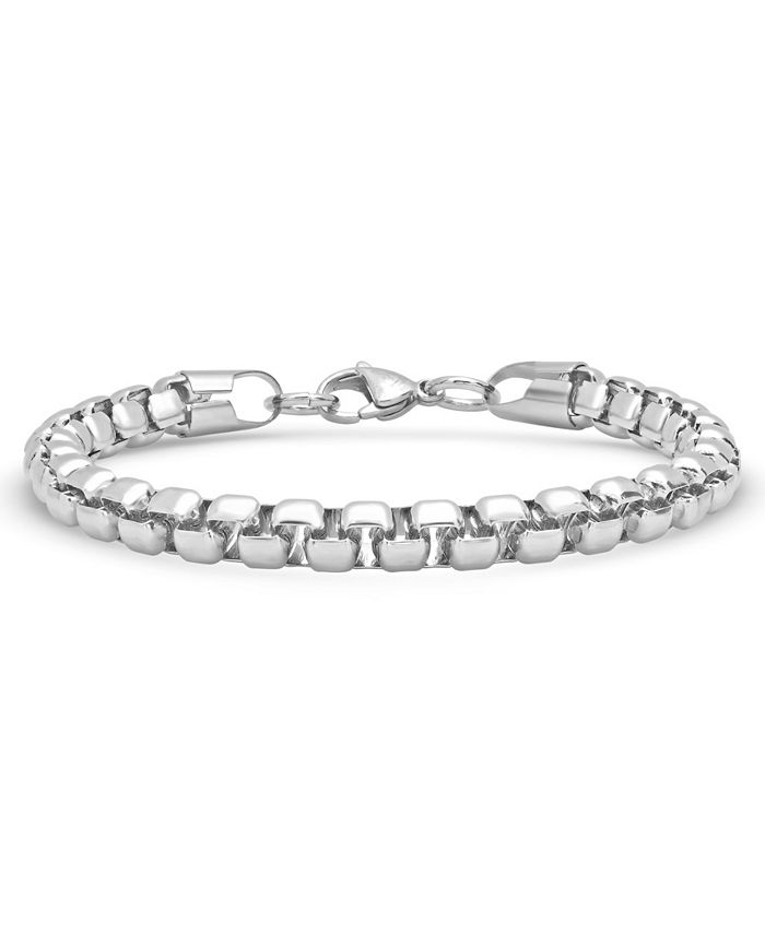 STEELTIME Men's Stainless Steel Thick Round Box Link Bracelet - Macy's