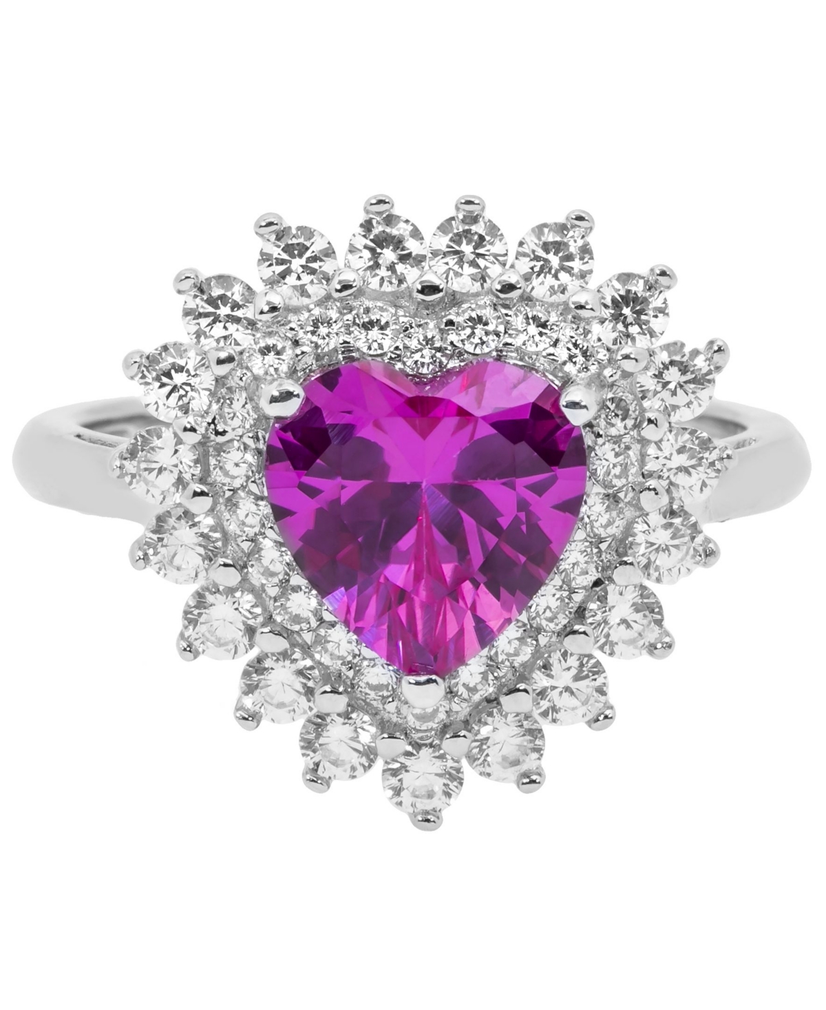 Click here for Womens Heart Ring in Sterling Silver - Pink Sapphi... prices