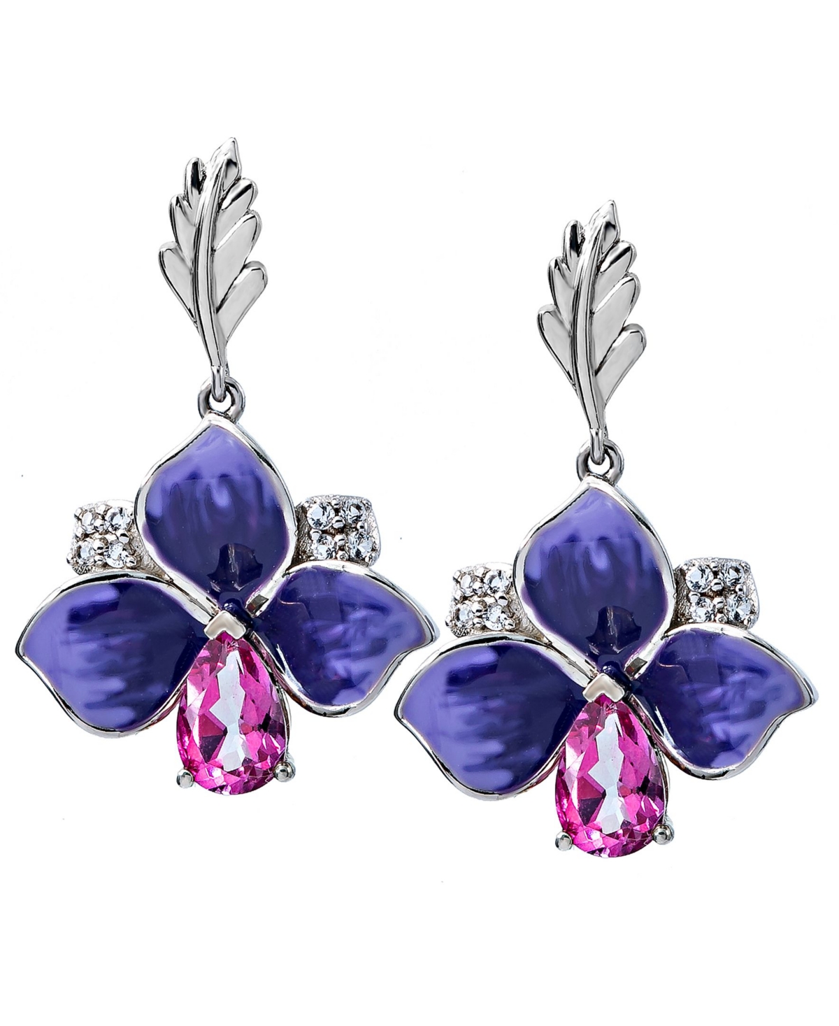 Click here for Pink Topaz (7/8 ct.t.w) and Enamel Flower Earrings... prices