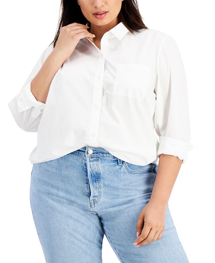 Style & Co Plus Size Button-Front Top, Created for Macy's - Macy's