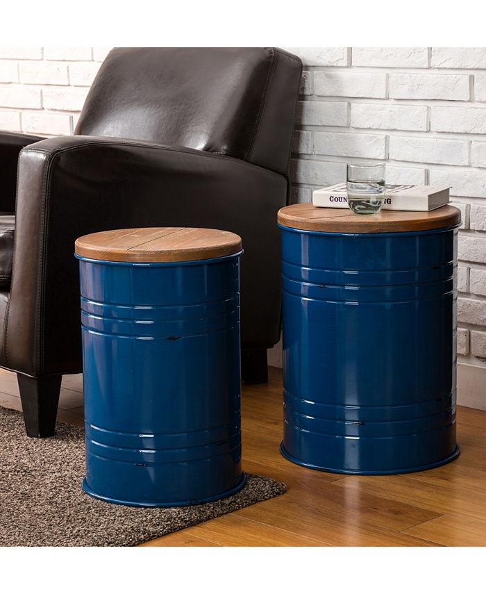Glitzhome Modern Metal Storage Accent Table or Stool, Set of 2 - Macy's