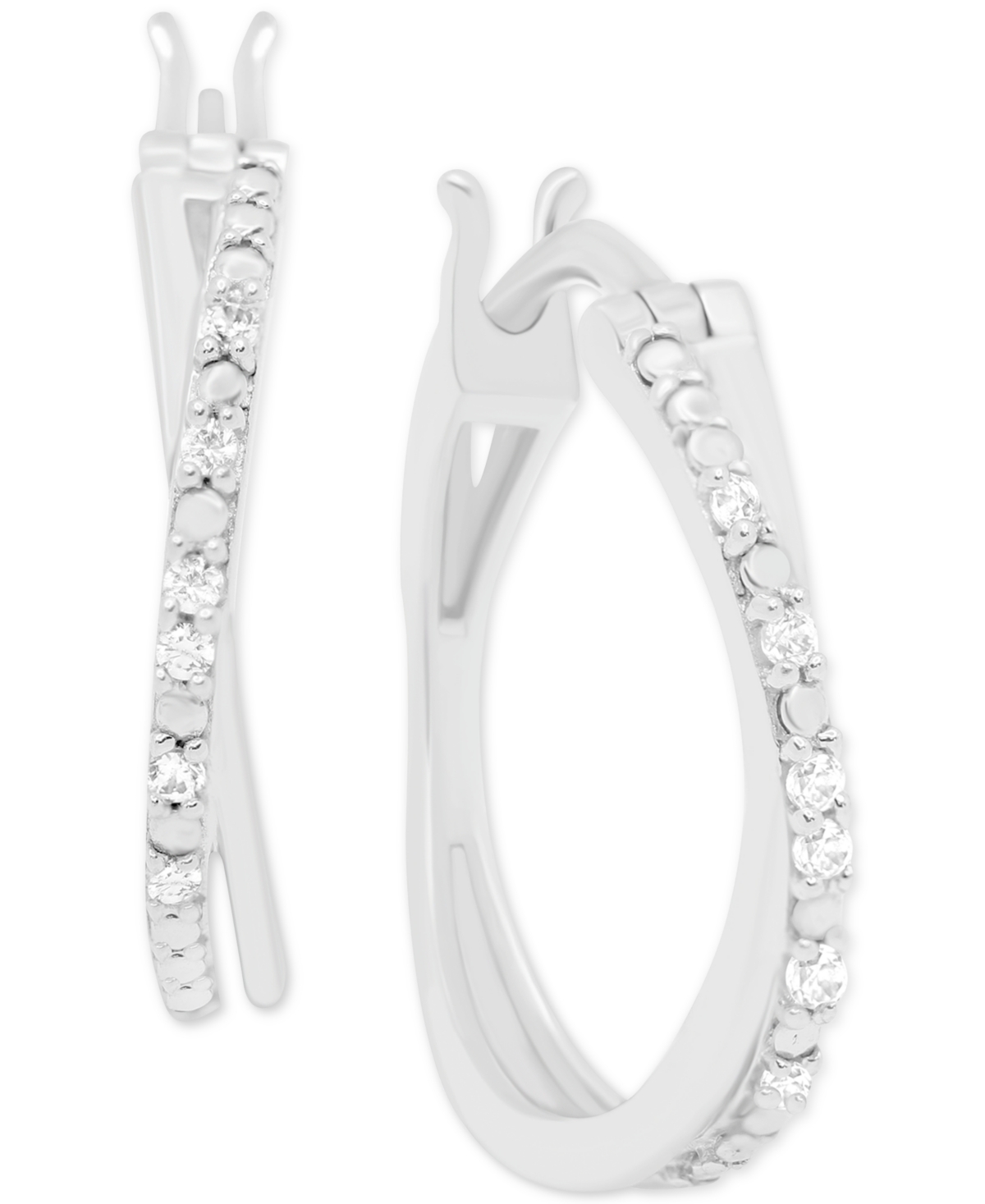 Click here for Diamond Crossover Hoop Earrings (1/10 ct. t.w.) in... prices