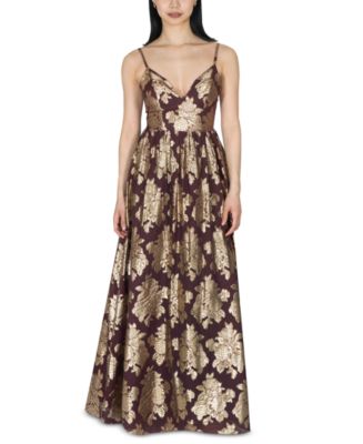 Dear Moon Juniors' Brocade Chiffon Gown - Macy's
