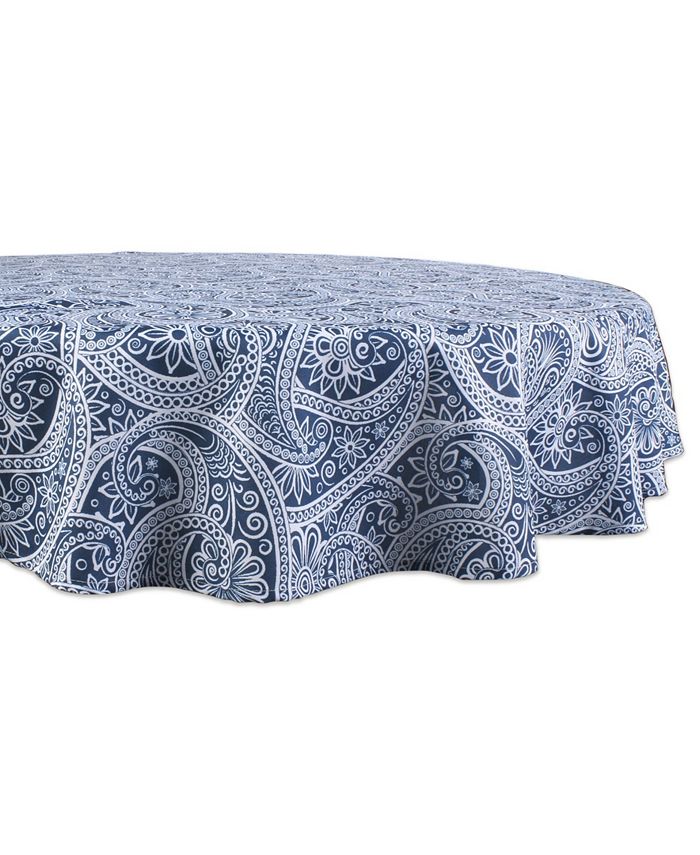 Design Imports Paisley Print Outdoor Tablecloth, 60 Round - Macy's