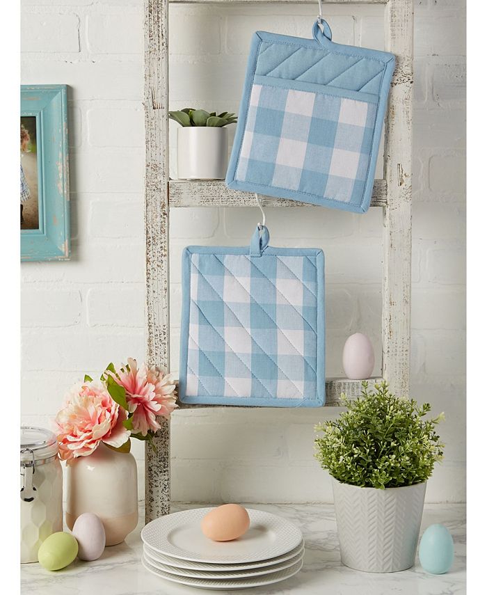 Design Imports Buffalo Check Kitchen Textiles, 9" x 8", Set of 2 - Macy's