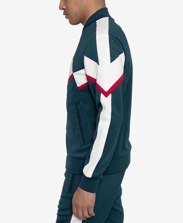 Sean John Men's Broken Chevron Blocked Track Jacket & Reviews - Coats ...
