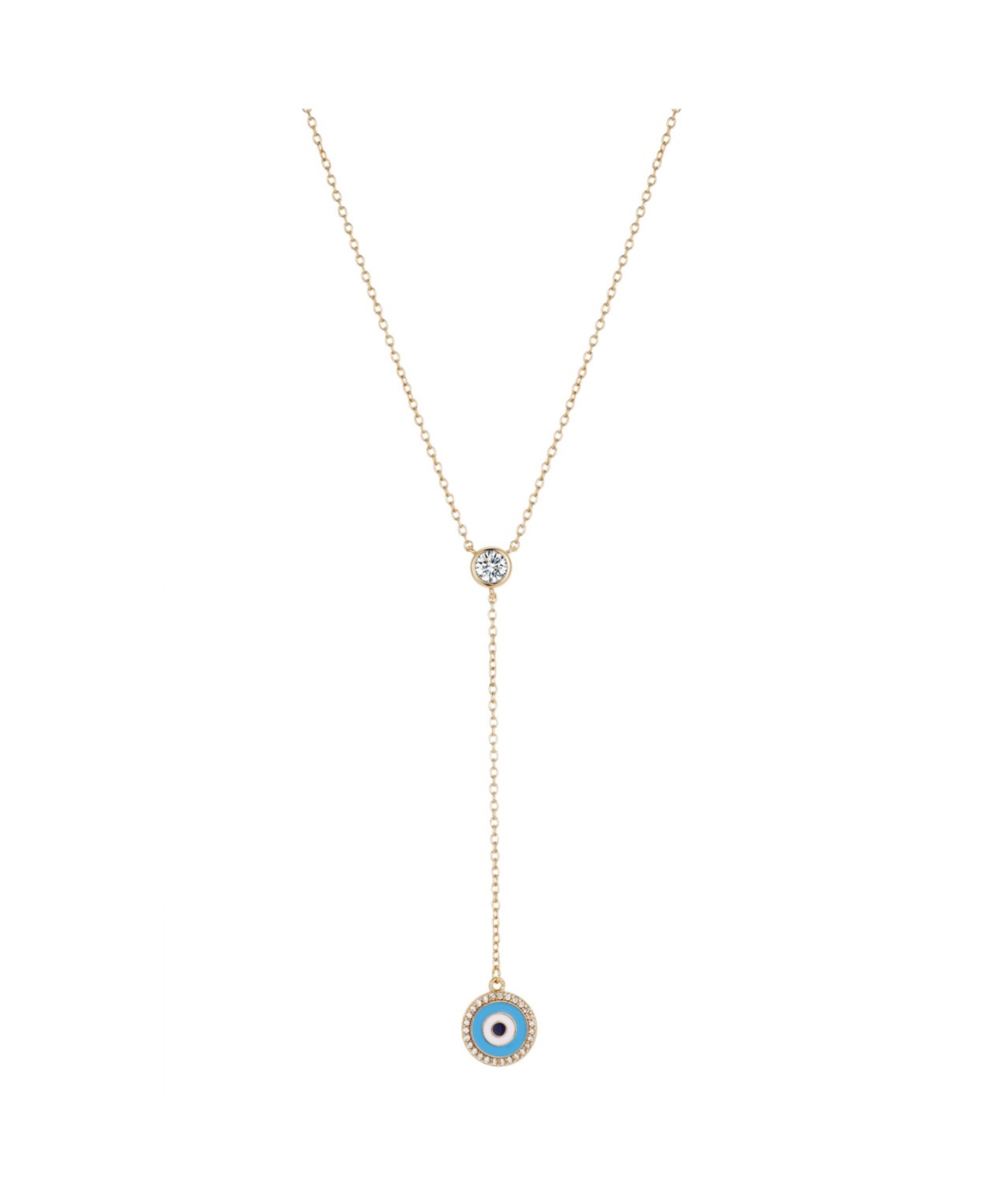 Click here for Gold Flash Plated Crystal Evil Eye Lariat Necklace... prices