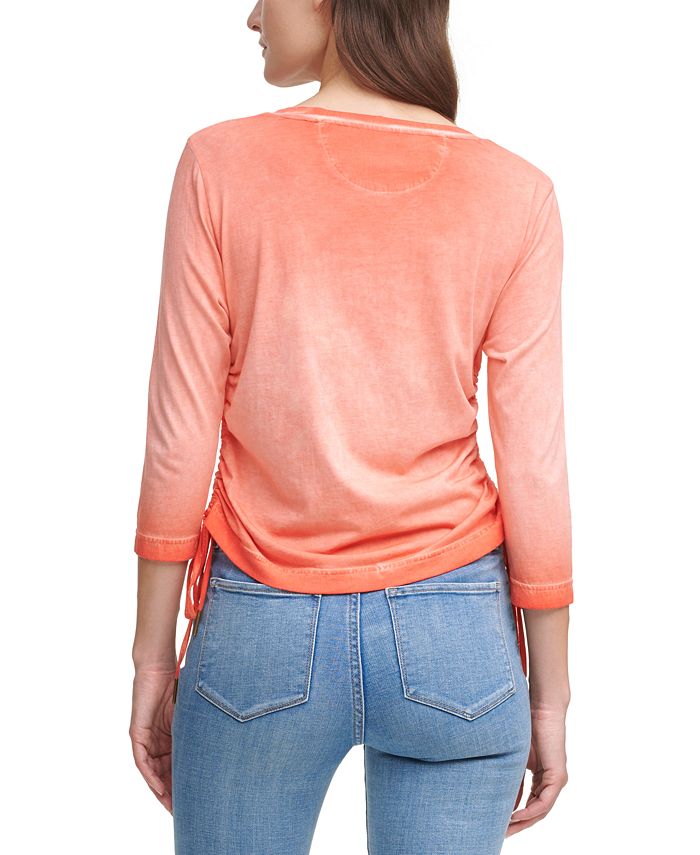 DKNY Jeans Juniors' Washed Drawstring-Side Top - Macy's