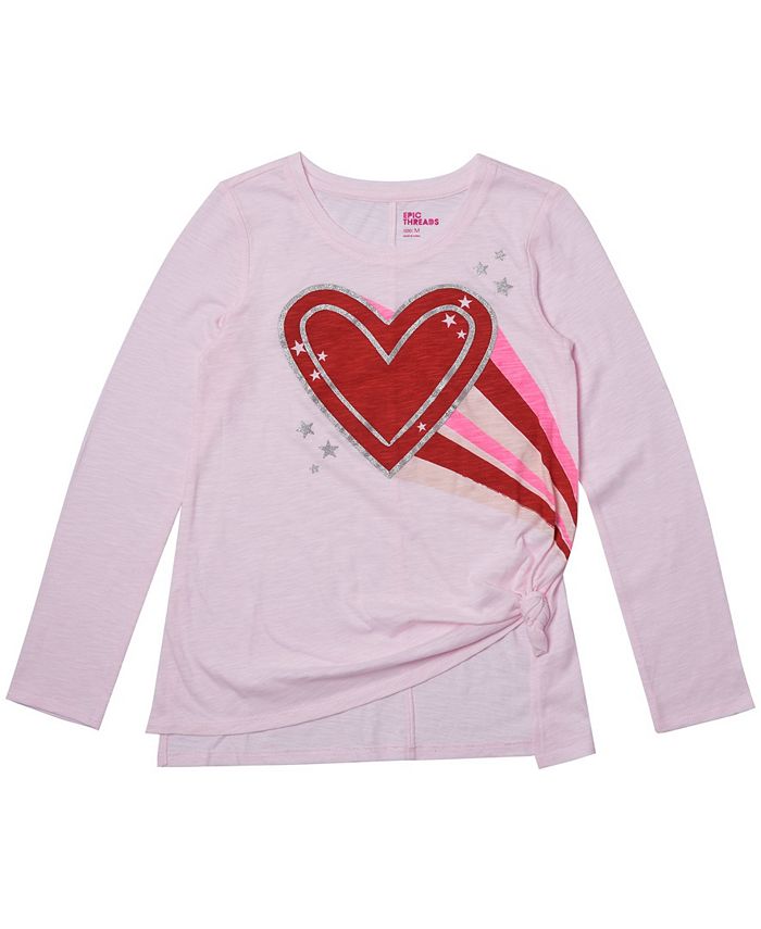 Epic Threads Big Girls Long Sleeve Side Tie Graphic T-shirt - Macy's