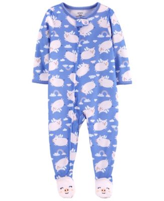 Baby Girls Flying Pig Loose Fit Footie Pajamas - Macy's