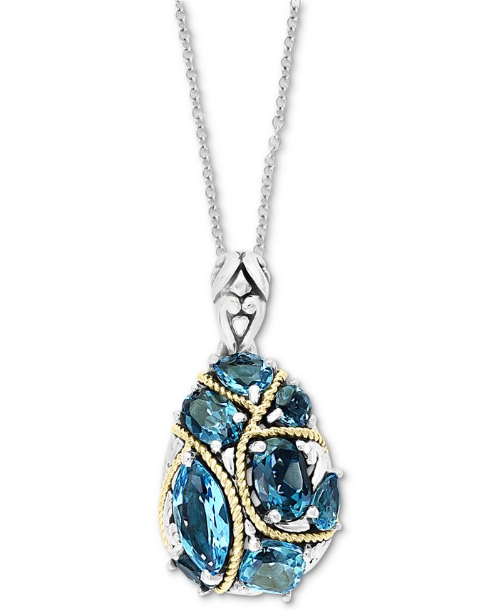 EFFY Collection EFFY® London Blue Topaz Cluster 18" Pendant Necklace (5 ...