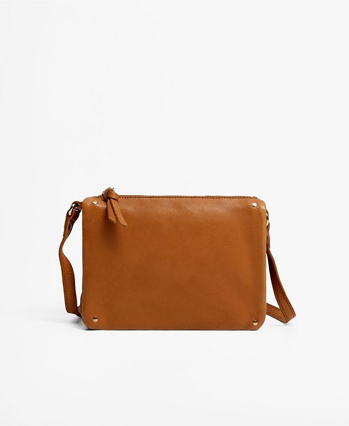 MANGO Women's Flap Leather Crossbody Bag - Macy's