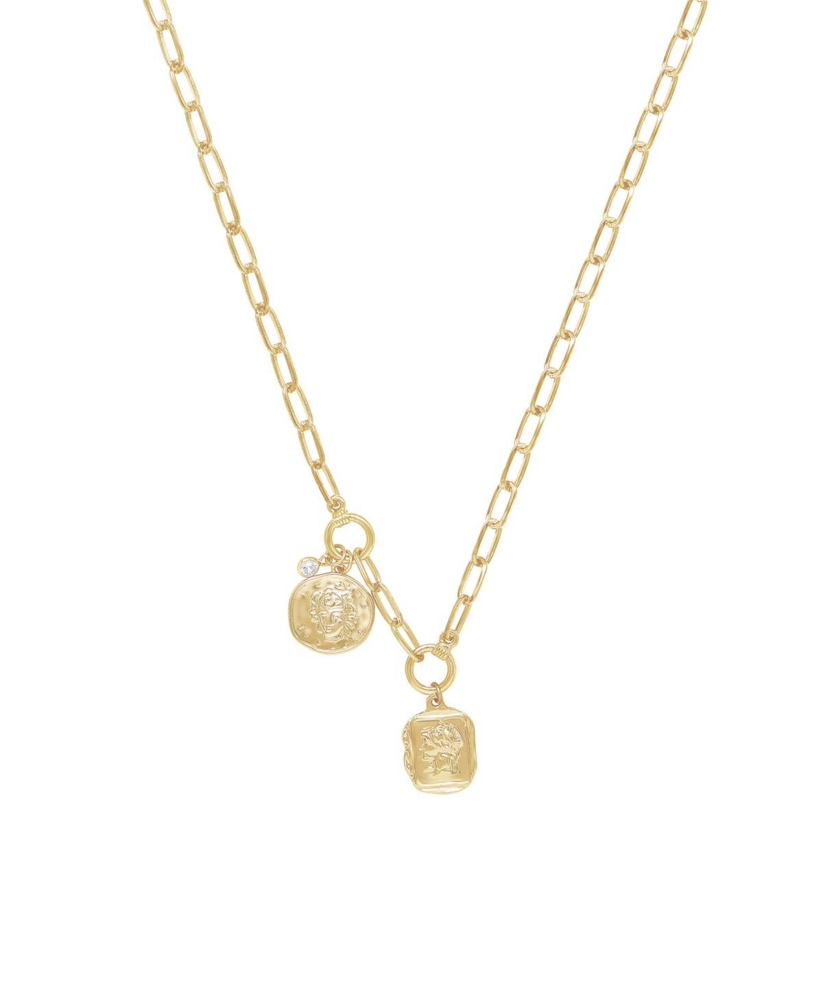 Click here for Ettika Double Medallion Chain Necklace - Gold Plat... prices