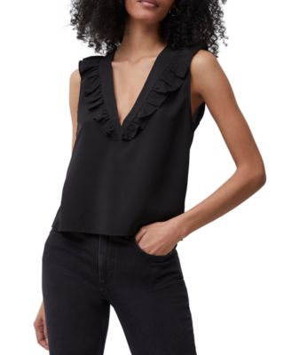 French Connection Crepe Ruffled Sleeveless Top - Macy's