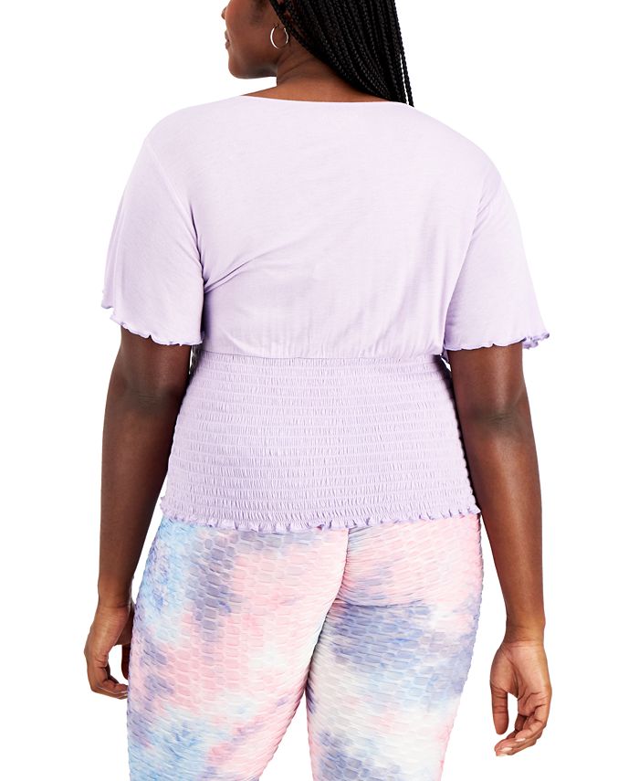 Rebellious One Trendy Plus Size Smocked Flutter-Sleeve Top & Reviews ...