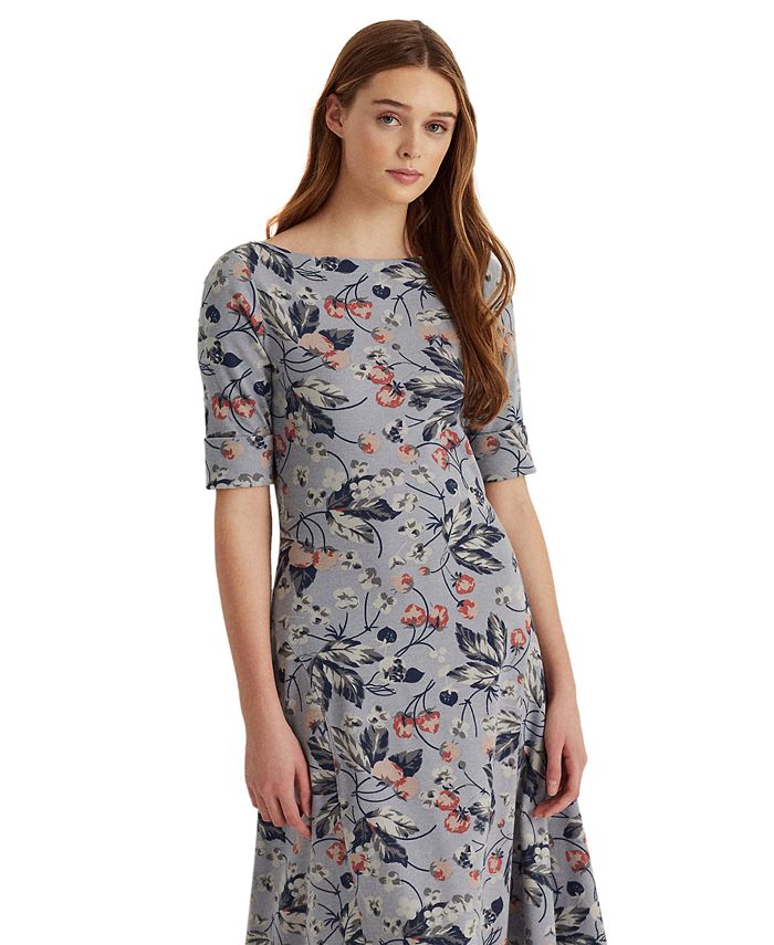 Lauren Ralph Lauren Floral Stretch Cotton Midi Dress - Macy's
