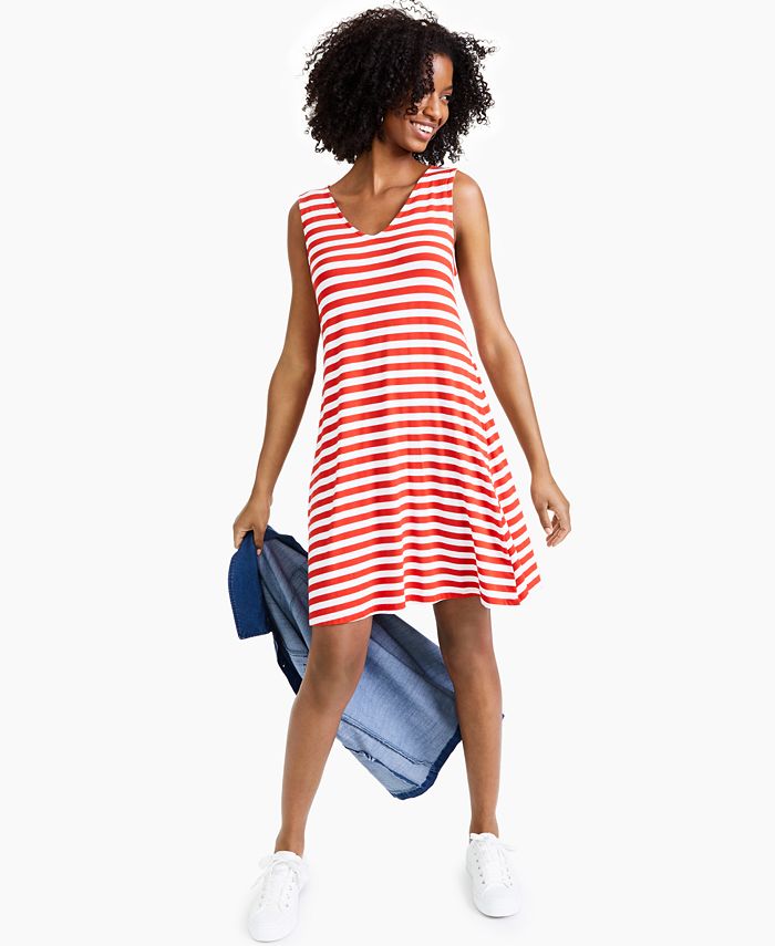 Style & Co Printed Cross-Back Flip-Flop Dress, Created for Macy's ...