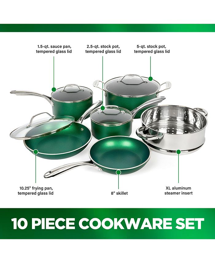 Granite Stone Diamond 10-Piece Nonstick Diamond Infused Cookware Set ...