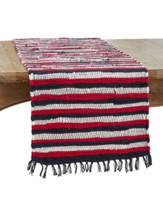 Saro Lifestyle Chindi Table Runner with Striped Patriotic Design, 72" x ...