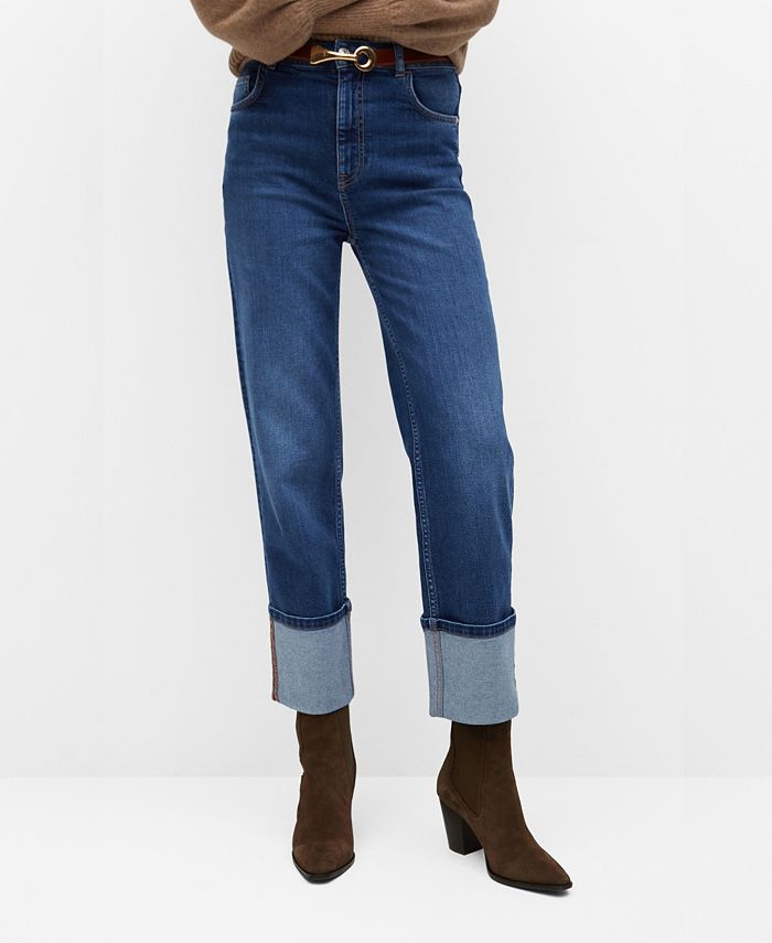 MANGO Women's Regular Jeans with Turn-Up Hem - Macy's