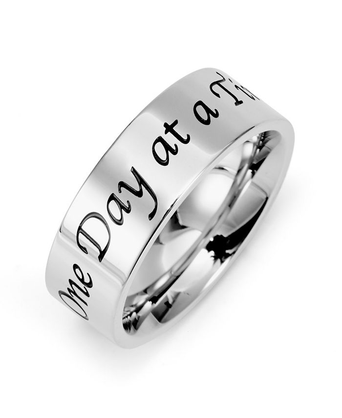 Eve's Jewelry Men's One Day at a Time Stainless Steel Message Ring - Macy's