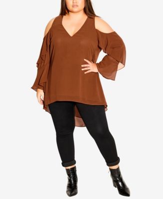 Plus Size High-Low Cold Shoulder Top - Macy's