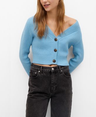MANGO Women's Button Crop Cardigan - Macy's
