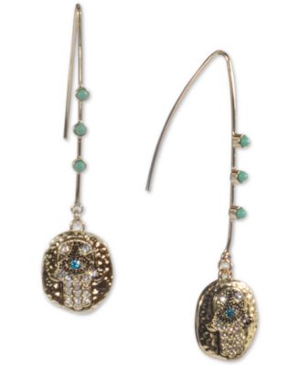 RACHEL Rachel Roy Gold-Tone Pavé Hamsa Hand Protect Threader Earrings ...