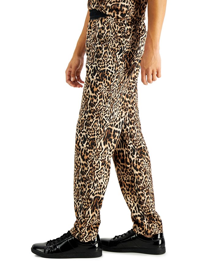 INC International Concepts Men's Regular-Fit Leopard-Print Track Pants ...