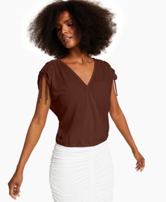 INC International Concepts Ruched Surplice Top, Created for Macy's - Macy's